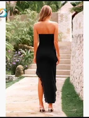 Dresses | Strapless Tube Ruffle Maxi Dress Formal Cocktail Wedding ...